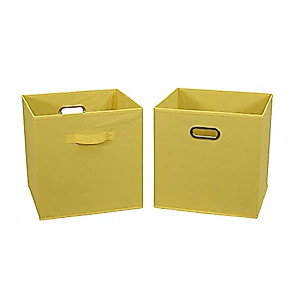 Household Essentials, Golden Yellow 2 Pack Open Storage Bins with Dual Handles, 13 x 12 x 13