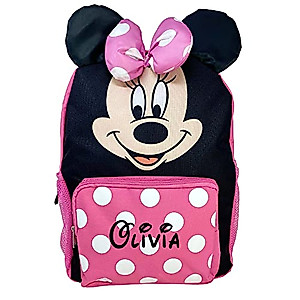 Personalized Disney Minnie Mouse Face Backpack Book Bag - 16 Inches…