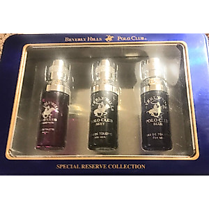Men's 3 Piece Eau De Toilette Gift Set Designer Cologne Collection by Beverly Hills Polo Club BHPC 0.5 oz 3 count