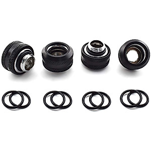 SDTC Tech 4-Pack G1/4" to 10mm x 14mm (IDxOD) Rigid Tubing Compression Fitting for PC Water Cooling System Metal & PETG Tube