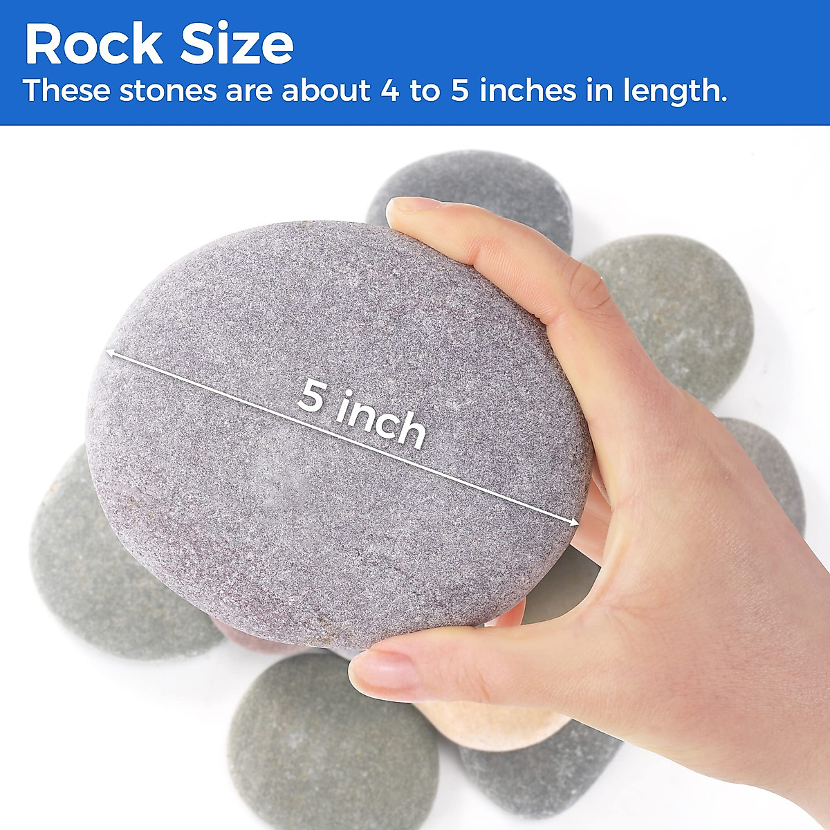 ROCART 12 Extra Large Smooth River Rocks for Painting, Flat Painting Rocks About 4 to 5 Inches in Length Perfect for Kindness Stones, Arts and Crafts, Decoration