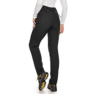 Cycorld Women's-Ski-Snow-Pants, Fleece Lined Water Resistant Windproof Pants Winter Hiking Softshell Pants for Women(Black,X-Large)