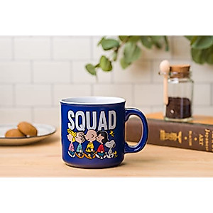 Silver Buffalo Peanuts Squad Featuring Sally, Linus, Charlie Brown, Lucy, Snoopy, and Woodstock Ceramic Camper Mug, 20 Ounces