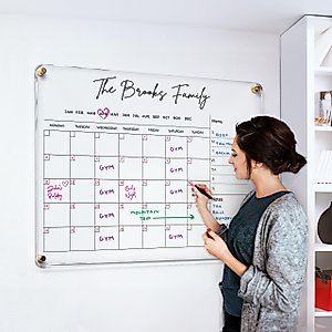 PERSONALIZED Premium Family Name Acrylic Calendar for Wall - Customized Acrylic Wall Calendar - Dry Erase Board Monthly Family Planner - Design by Yourself - Custom Acrylic Wall Calendar