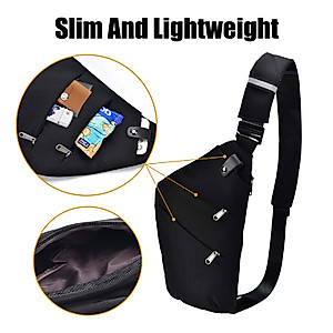 Fibrdoo Multi-pocket Chest Bag, Anti-Theft Shoulder Bag, Waterproof Sling Crossbody Bag, for Men/Women Outdoor Bicycle Hiking Jogging, Black