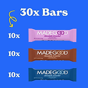 MadeGood Variety Pack Chocolate Drizzled Granola Bars (30 Bars - 0.85 Oz Each) Gluten Free and Organic Snacks