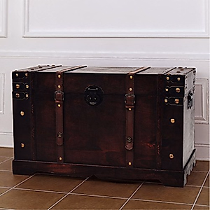 Festnight Treasure Chest Wood Storage Box Trunk Cabinet Collection Furniture Decor 26" x 15" x 15.7" (L x W x H)