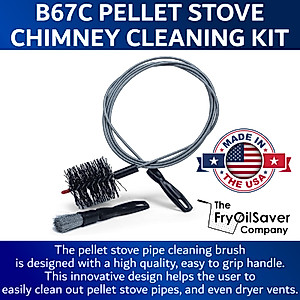 Pellet Stove & Dryer Vent Cleaner Kit, 10Ft. Flexible Long Dryer Vent Cleaner, Lint Remover, Steel Chimney Brush, Ideal Cleaning Kit for Pellet Wood Stove, Chimneys, Dryer Vent by FryOilSaver Co. B67C