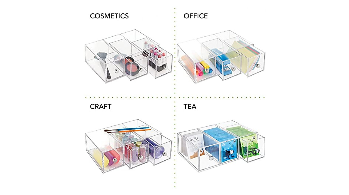 mDesign Stackable Desktop Organizer - 2 Pack for Home & Office Storage