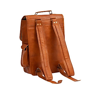 Shy Shy Let’s Touch The Sky 16" Vintage leather Backpack Laptop Messenger Bag Lightweight School College Rucksack Sling for Men Women