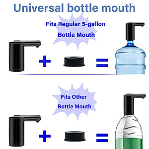 GALASALA Water Dispenser for 5 Gallon Bottle, Universal 2-Motor Faster Pumping, Portable Silent Electric USB Charging 5 Gallon Water Pump, (Remove The Adapter Ring Before Use), Black.