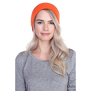 Top Level Unisex Cuffed Plain Skull Beanie Toboggan Knit Hat/Cap, Orange