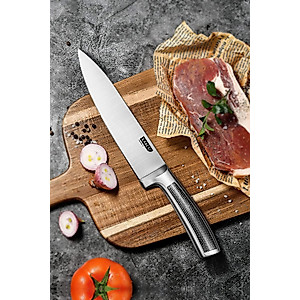 Karcu Kitchen Knife Set, German Steel Sharpener High Carbon Stainless Steel Knife Block Set