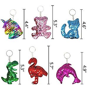 TTSAM 20 Pieces Reversible Mermaid Sequin Keychain Glitter Flip Sequin Keychains Animal Shape Sequin Key Chains Valentine's Day Gift Party Events Gift Birthday Party Supplies (20 Styles)