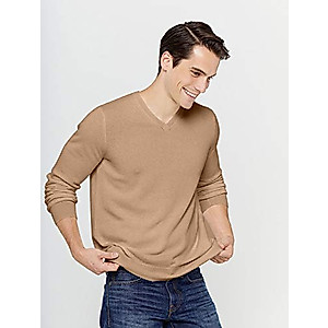 State Cashmere Essential V-Neck Sweater - Long Sleeve Pullover for Men Made with 100% Pure Cashmere Sourced from Inner Mongolia Goats - Soft, Lightweight & Versatile - (Camel, Large)