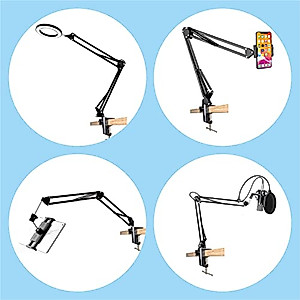 Desk lamp Clamp: 2PACK 1/2 Enlarge Hole Replacement C Clamp for Desk Light,Magnifying Glass with Light,Table Mic Stand,Mic Arm Desk Mount,Swing Arm Phone Holder,for Home Office Work Task (BLACK)