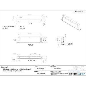 BUD Industries CH-14400 Aluminum Small Rack Mount Chassis 19" L x 4.12" W x 1.75" H, Natural