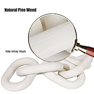 HMASYO Wood Chain Link Decor – 22" Hand Carved 5-Link Wood Knot Decorative Chain Wood Decor, Rustic Wood Link Decorative Object Large Wooden Chain for Home Living Room Coffee Table Farmhouse