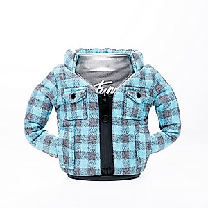 Puffin - The Lumber Jack Beverage Flannel, Insulated Can Cooler, Crater Blue