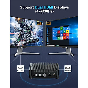 Baieyu Industrial Fanless Computer Core i5-8260U, Fanless Mini PC Preinstalled Windows 11 Pro 16GB RAM DDR4 512GB SSD, 2×HD Port, 2×RS232 COM, 4×USB 3.0, 4×USB 2.0, Auto Power On, Industrial Mini PC