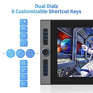 Drawing Tablet with Screen XPPen Artist Pro 16 Drawing Display Full Laminated Graphics Pen Display with Battery-Free Digital Eraser X3 Stylus and 8 Shortcut Keys&2 Dials(133% sRGB,15.4 Inch)