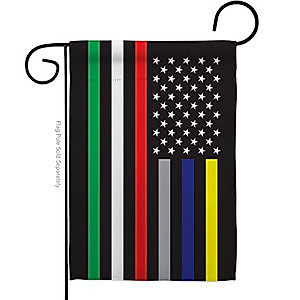 Americana Home & Garden US First Responders Line Garden Flag EMT Paramedic EMS Nurse Emergency Medical Technician Supoort House Decoration Banner Small Yard Gift Double-Sided, Made in USA