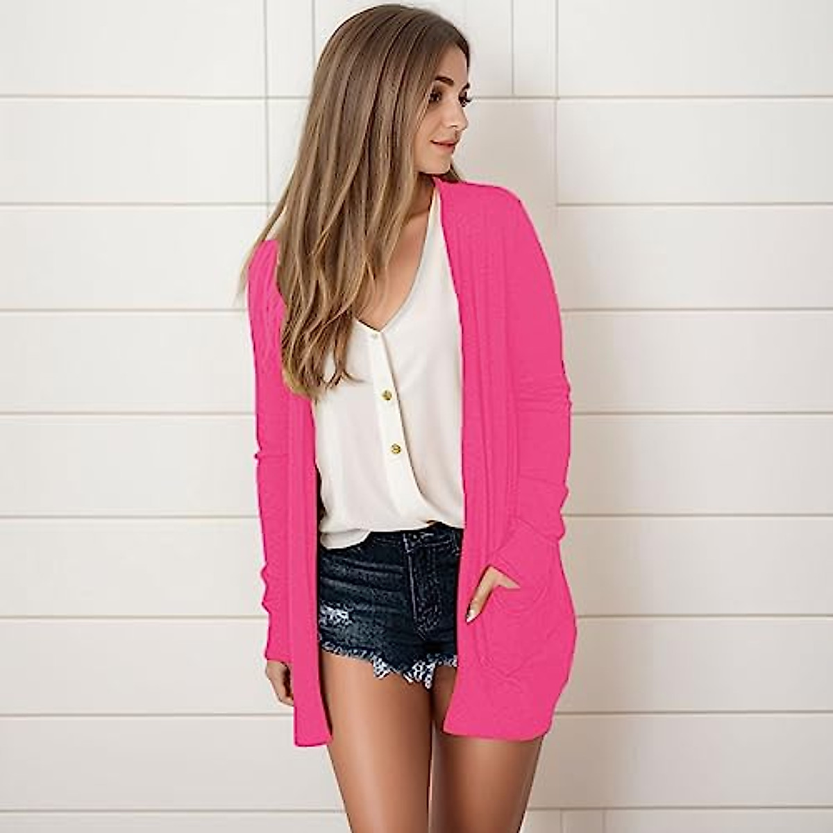 Cardigan for Women Lightweight Plus Size Lightweight Cardigan for Women Dressy Open Front Lightweight Cardigan Long Sleeve Loose Button Down Fall Clothes Watermelon Red