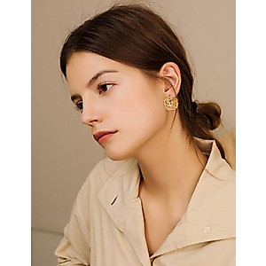 WOWORAMA Filigree Hoop Earrings for Women 14K Gold Chunky Hoops Wide Braided Huggie Hoop Earrings Round Ball Hoop Earrings Boho Trendy Minimalist Earrings - Gold Braid Hoops