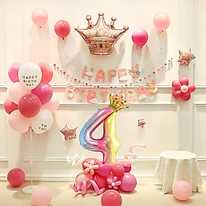 40 Inch Rainbow Gradient Number 2 & Mini Crown Balloon for Birthday Party Decorations, 2nd Birthday Party Decorations, Baby Shower Anniversary Balloons Decorations Supplies