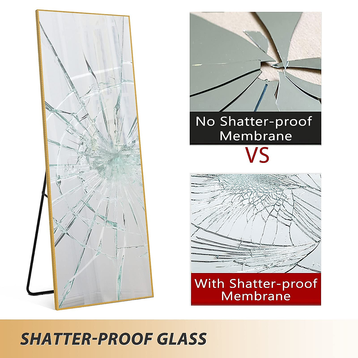 NeuType Full Length Mirror Wall Mirror 59" x 20" Gold Aluminum Alloy Frame Full Body Mirror Standing Mirror Floor Mirror for Living Room Bedroom Hallway Dressing