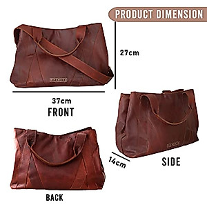 PIPABOX Class Apart Leather Tote Bag, Soft Leather Shoulder Bag, With Large storage for all daily essential for Girls & Women, Brown