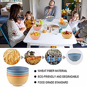 RUIBOLU (Set of 6 Unbreakable Cereal Bowls 24 OZ Microwave and Dishwasher Safe BPA Free E-Co Friendly Wheat Straw Fiber Lightweight Bowl (Tableware)