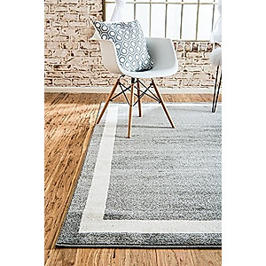 Unique Loom Del Mar Collection Area Rug-Transitional Inspired with Modern Contemporary Design, Rectangular 5' 0" x 8' 0", Gray/Ivory