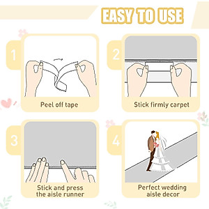 FUHSY White Aisle Runner Outdoor Aisle Runners for Weddings for Indoor Wedding 4x25 FT Velvet Carpet Runner Rug Includes Carpet Tapes Floor Runner for Wedding Aisle Bridal Walkway Runner for Events