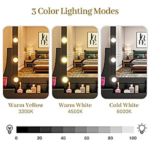 Vanity Desk with Mirror and Lights,Makeup Vanity with Lights Makeup Dressing Table Vanity Table with Lights 10 Bulbs and 5 Drawers,Detachable Top and 360 Rotation Mirror,Modern Dresser Desk (Black)