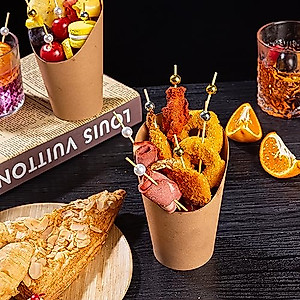 Zutlian 200 Pcs Cocktail Picks Toothpicks for Appetizers Fancy Pearl Bamboo Toothpicks Cocktail Skewers for Drinks Decorative Wedding Party Toothpicks Food Charcuterie Picks Sticks 4.7 Inch (White)