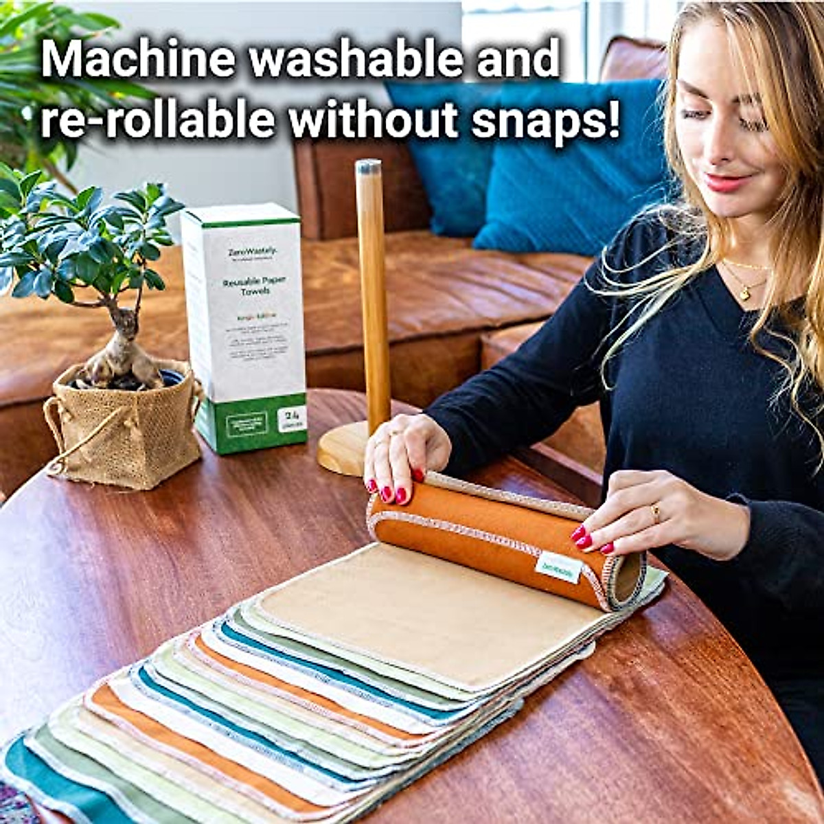 Reusable Paper Towels - Value Pack of 24 Paperless Paper Towels! - 100% Cotton, Super Soft, Absorbent, Washable and Made To Last - Cut Back and Waste Less with our Cloth Paper Towels! By ZeroWastely
