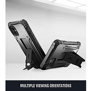 Poetic iPhone 11 Rugged Case with Kickstand, Full-Body Dual-Layer Shockproof Protective Cover, Built-in-Screen Protector, Revolution Series, for Apple iPhone 11 (2019) 6.1 Inch, Black