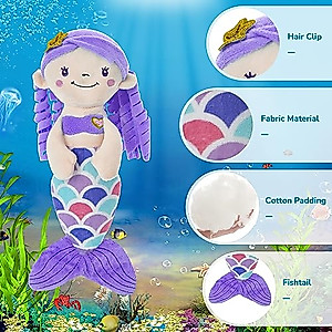 Athoinsu 12'' Purple Mermaid Stuffed Animal Soft Cute Adorable Mermaid Princess Plush Toy Doll Valentine's Day Birthday Children's Day Decors for Toddler Girls