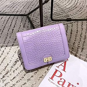 Fashion Women Shoulder Bag Solid Color Leisure Crossbody Bag Hasp Messenger Bag Handbag, Purple