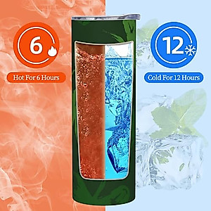 AFHYZY 20 oz Skinny Tumbler Reusable Coffee Travel Mug with Lids and Straws, Insulated Coffee Cups 20oz Stainless Steel Water Bottles Leak Proof for Office - St. Patrick's Day