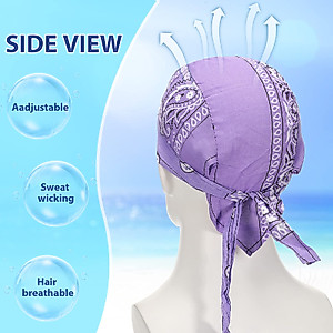 Huukeay 24 Pieces Do Rag Skull Caps Sweat-Wicking Beanie Cap Biker Skull Cap Paisley Bandana Cap Head Tie Cycling Cap Helmet Liner Skull Hat Quick-Drying Pirate Hats for Men Women, 24 Colors