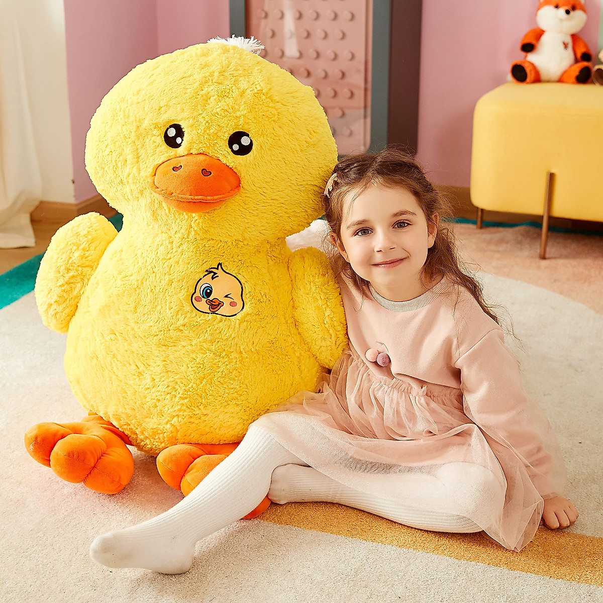 IKASA Large Duck Stuffed Animals Giant Soft Plush Toy,19" Cute Huge Jumbo Fluffy Plushy Big Size Fat Plushie,Gifts for Kids(Yellow, 19 inches)