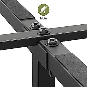 BONSOIR Bed Frame Upholstered Low Profile Platform Bed with Tufted Faux Leather Headboard/No Box Spring Needed/No Bed Skirt Needed (Black, Queen Size)