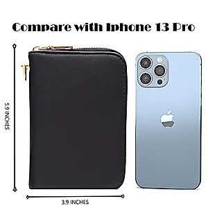 LOVESOME Womens Small Zip Around Wristlet Wallet(Black)