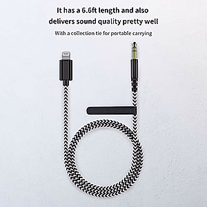 Headphone Aux Adapter Cord 6.6ft for Apple MFi Certified Lightning to 3.5 mm Headphone Jack Converter Male Car Aux Stereo Audio Cable Compatible with iPhone 13 13 Pro 12 12Pro Max 11 Pro SE XR Xs 8P