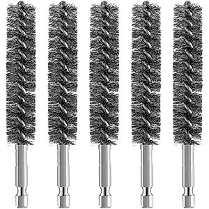 Bore Brush Bristles Wire Brush for Power Drill Cleaning Wire Brush with Hex Shank Handle for Power Drill Cleaning Wire Brush (Stainless Steel,5 Pieces)