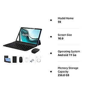 DUODUOGO Tablet 2 in 1, 10.1 inch Android Tablet, 8GB RAM +64GB ROM(1TB Expand), GMS Certificated Wi-Fi Tablets, Octa-Core Processor, Games, Bluetooth, 1920x1200 IPS HD Display, DGO-S9 (Blue)