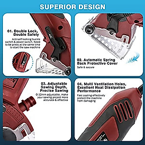 IRONWALLS Mini Circular Saw Set, 400W 3400RMP Multi-Functional Circular Saw Machine with 3PCS Carbide Tipped Blade, 110V Hand-Held Corded Electric Powered Mini Saw for Wood, Metal, Tile, PVC Plastic