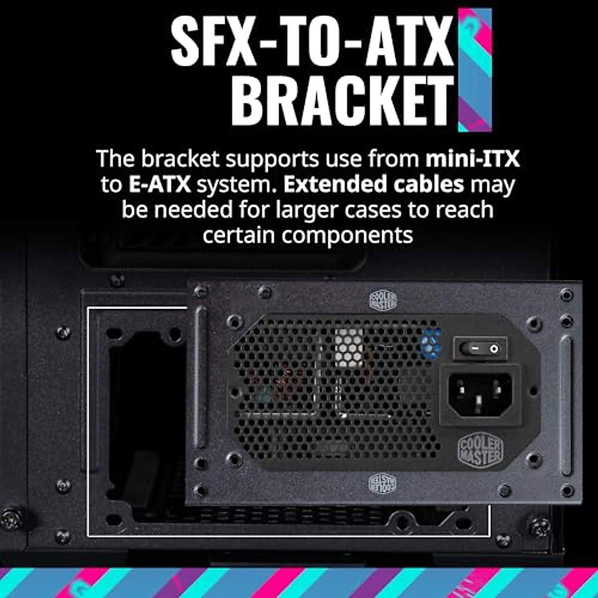 Cooler Master V850 SFX Gold ATX3.0 Full Modular Power Supply, 850W SFX, 80+ Gold, 90-Degree 12VHPWR PCIe 5.0 Connector, SFX-to-ATX Bracket, Silent Fan, 10 Year Warranty (MPY-8501-SFHAGV-3US)